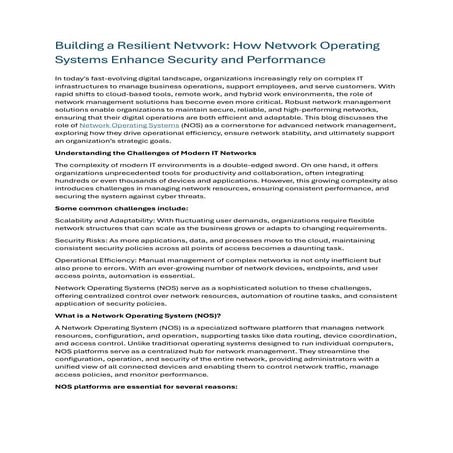 Building a Resilient Network: How Network Operating Systems Enhance ...