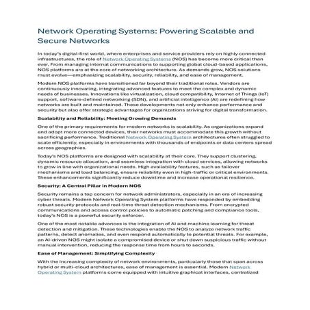 Network Operating Systems: Powering Scalable and Secure Networks | PDF