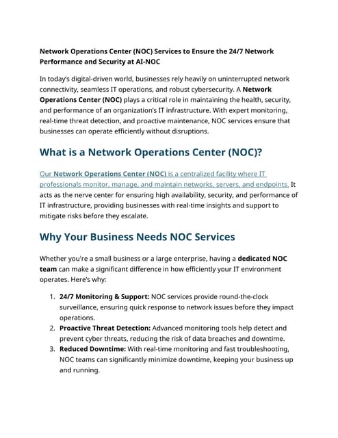 Network Operations Center Noc Ppt