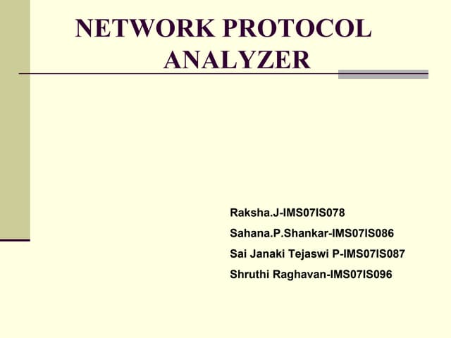 Network Protocol Analyzer Ppt Computer Networking Computing