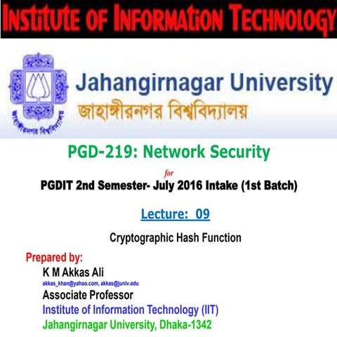Network Security Cryptographic Hash Function Ppt Databases Computer Software And Applications