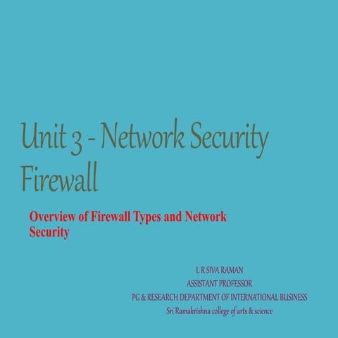 Network Security Firewall(Basics of Firewall) | PPTX | Information and Network Security | Computing