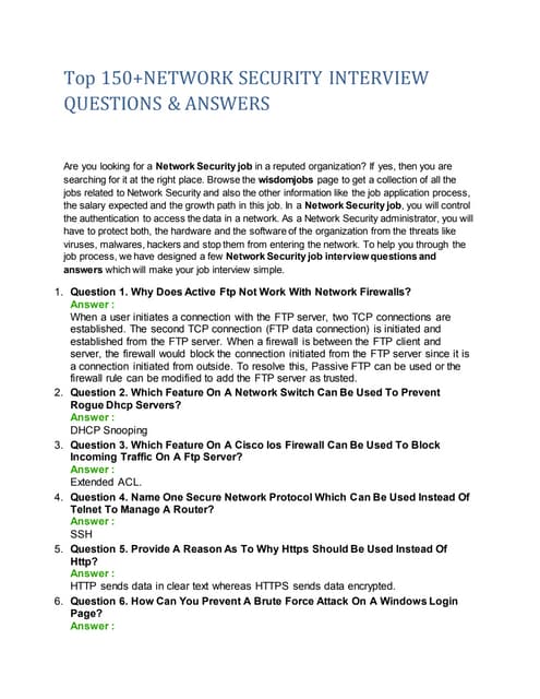 Network Security Interview Questions And Answers Pdf
