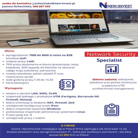 Job offer Network security specialist Łódź | PDF
