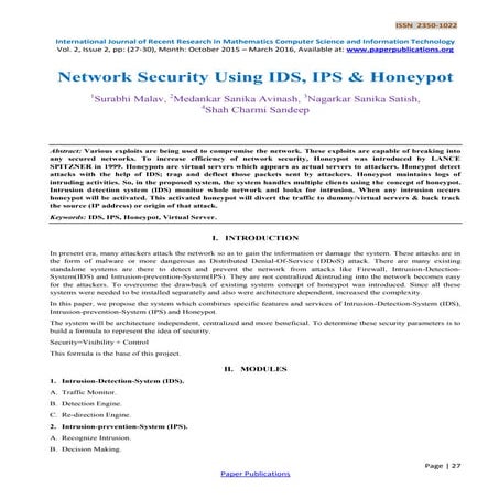 Network Security Using IDS, IPS & Honeypot | PDF