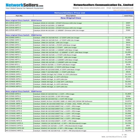 Network sellers price list 10.26 | Computer Peripherals | Computing