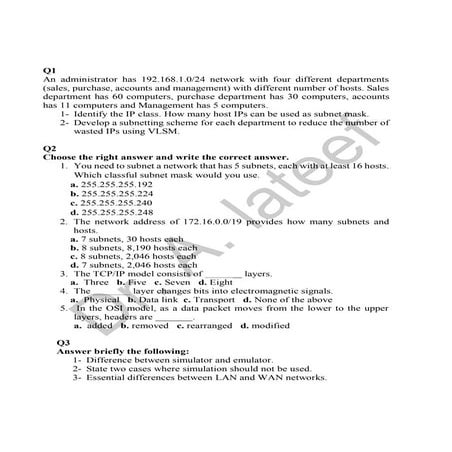 Network simulation questions | PDF