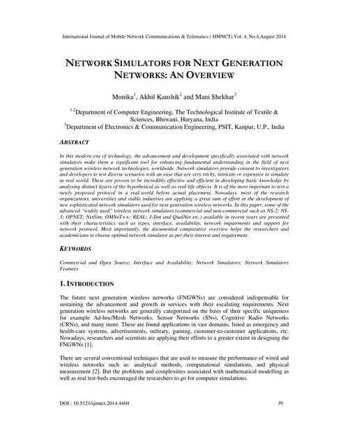 Network Simulators For Next Generation Networks An Overview Pdf