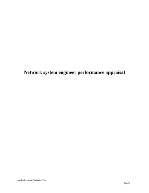Network engineer performance appraisal | DOCX