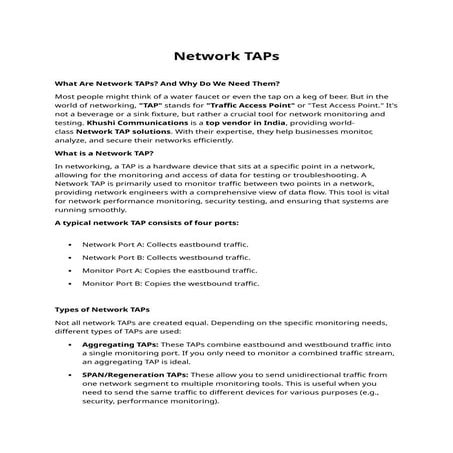 How Network TAPs Can Help You Achieve 100% Network Visibility | DOCX