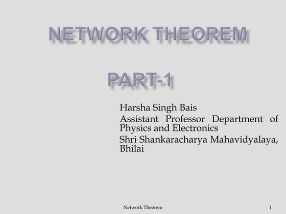 Network Theorems.ppt | Computer Networking | Computing