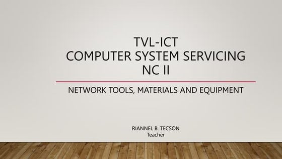 Network Materials Tools And Testing Devicespptx Computer Networking Computing