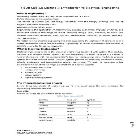 neub-cse-121-lec-1.pdf Basic-Electric-and-Circuit | PDF