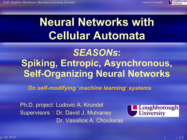 Neural Networks With Cellular Automata Ppt