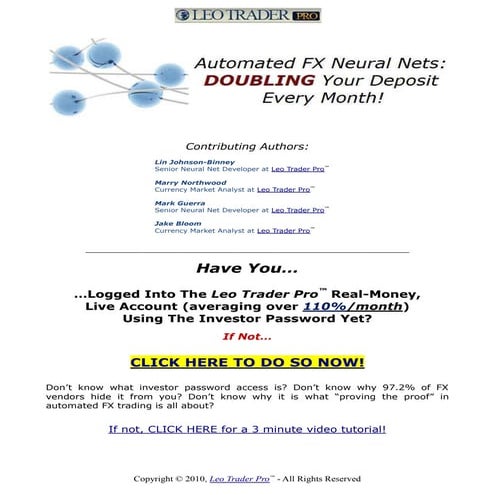 Fx Trading Supremacy - Leo Trader Pro - Neural Net - Get it NOW! | PDF ...