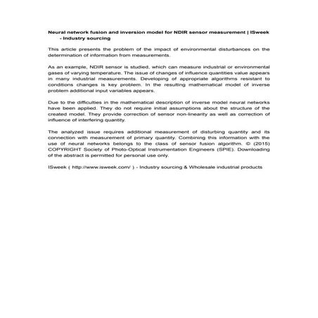 Neural network fusion and inversion model for ndir sensor measurement ...