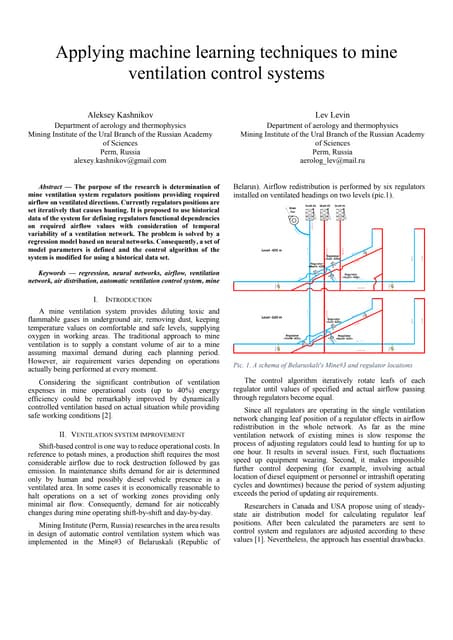 Automatic mine ventilation control system | PDF