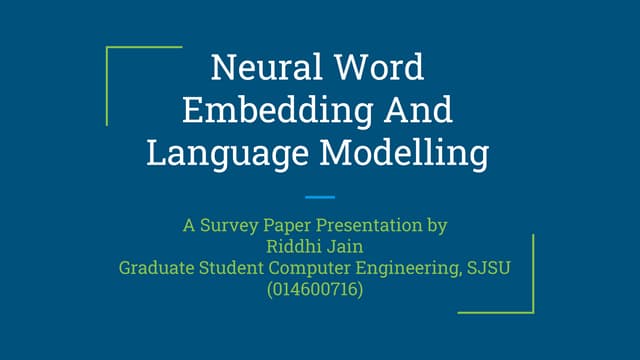 Neural word embedding and language modelling | PPT Neural word embedding and language modelling | PPT