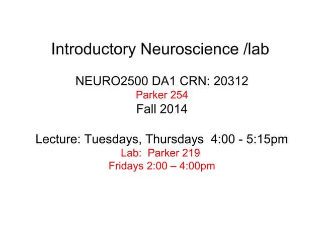 Introduction To Neuroscience | PPT