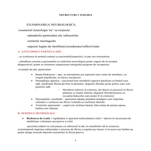 Neuro curs 1 | DOCX