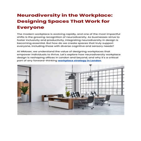 Neurodiversity in the Workplace- Designing Spaces That Work for ...