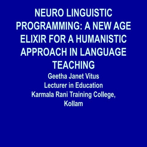 Neuro linguistic programming | PPT