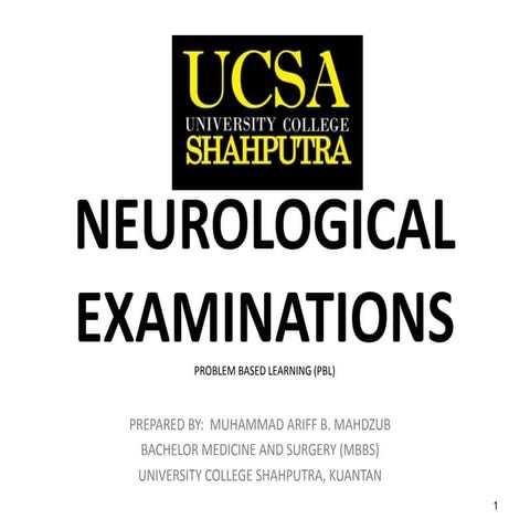 NEUROLOGICAL EXAMINATIONS | PPTX