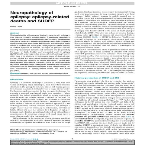 Neuropathology of epilepsy epilepsy related deaths and sudep | PDF