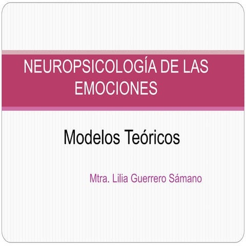 Neuropsicología De Las Emociones Teorías De La Emoción Completa