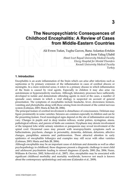 Neuropsychiatric consequences of childhood encephalitis | PDF Neuropsychiatric consequences of childhood encephalitis | PDF