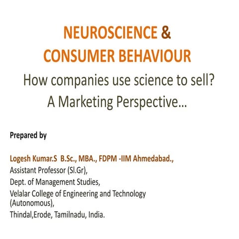 Neuro Marketing: Neuroscience and consumer behaviour | PPT