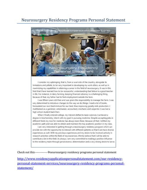 Surgery Residency Personal Statement | PDF | Surgery | Medical Health