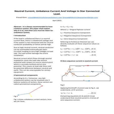 Neutral current, unbalance system and neutral earth voltage | PDF