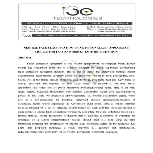 Neutral face classification using personalized appearance models for ...