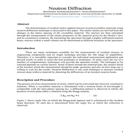 Experimental Stress Determination through Neutron Diffraction - A Review | PDF | Geology | Science