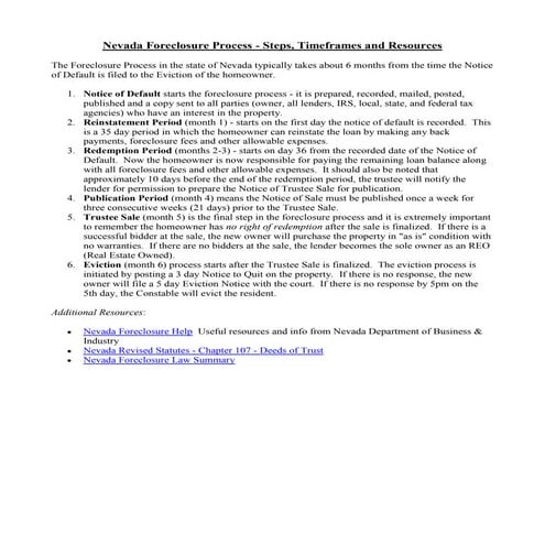 Nevada Foreclosure Process 2011 | PDF