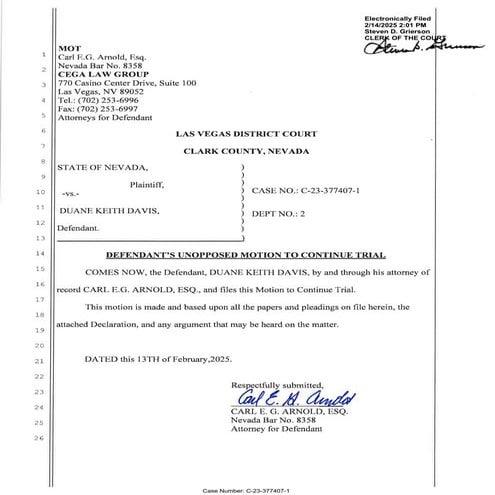 State of Nevada v Duane Davis Motion to Continue.pdf