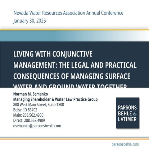 Living with Conjunctive Management: The Legal and Practical ...