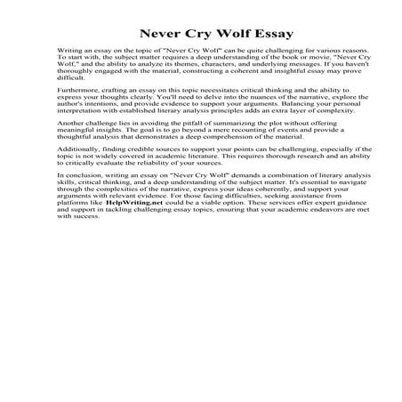 Never Cry Wolf Essay | PDF
