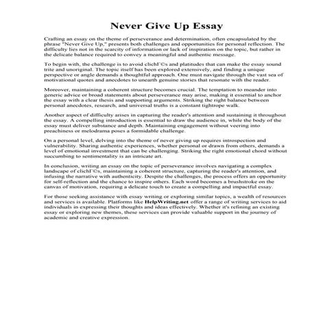 Never Give Up Essay. Never Give up in Failure | PDF