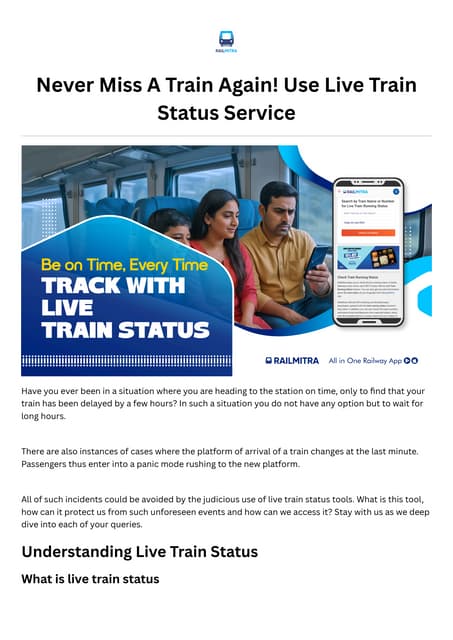 Train Running Status How to Check Train Location In Monsoon | PDF
