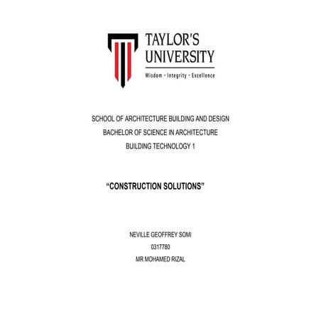 Building Technology 1 "Construction Solutions" | PDF