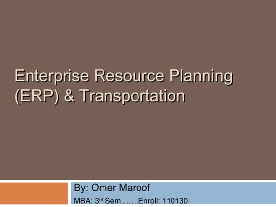 Enterprise Resource Planning - ERP | PPT