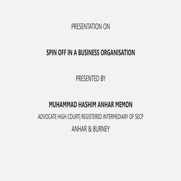 SPIN OFF IN A BUSINESS ORGANISATION | PPTX