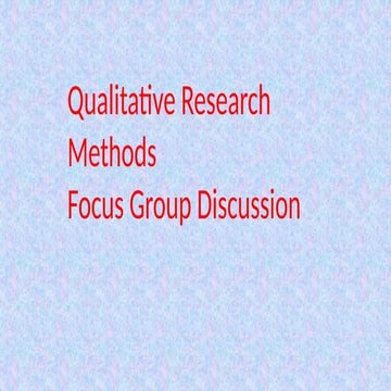 Enhancing Qualitative Research: A Framework for Focus Groups ...