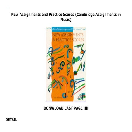 New Assignments and Practice Scores (Cambridge Assignments in Music) | PDF