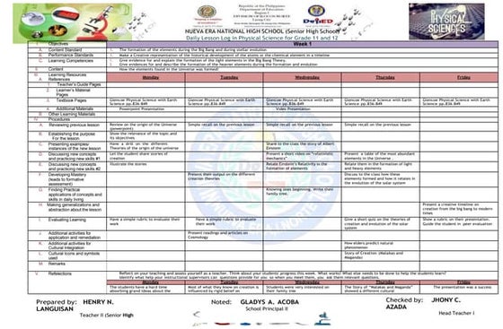 daily lesson log week 5 physical science | DOCX | Chemistry | Science