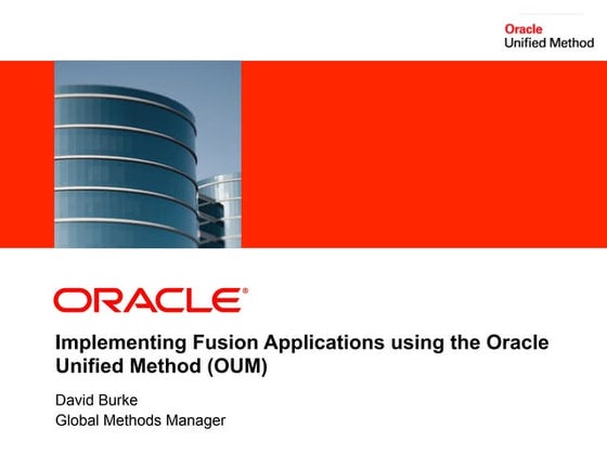 Oracle Unified Method (OUM) | PDF
