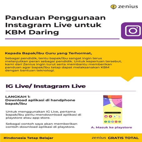 Panduan Penggunaan IG Live untuk KBM Daring | PDF