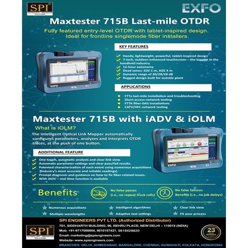 EXFO Max 715B OTDR with iOLM (iADV) | Optical Fiber Cable Testing | PDF